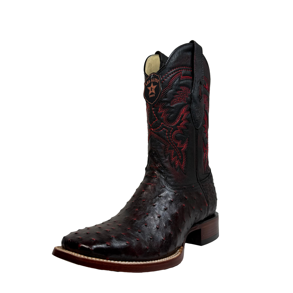 Wide Square Toe Ostrich Black Cherry Leather Sole - Los Altos – La ...