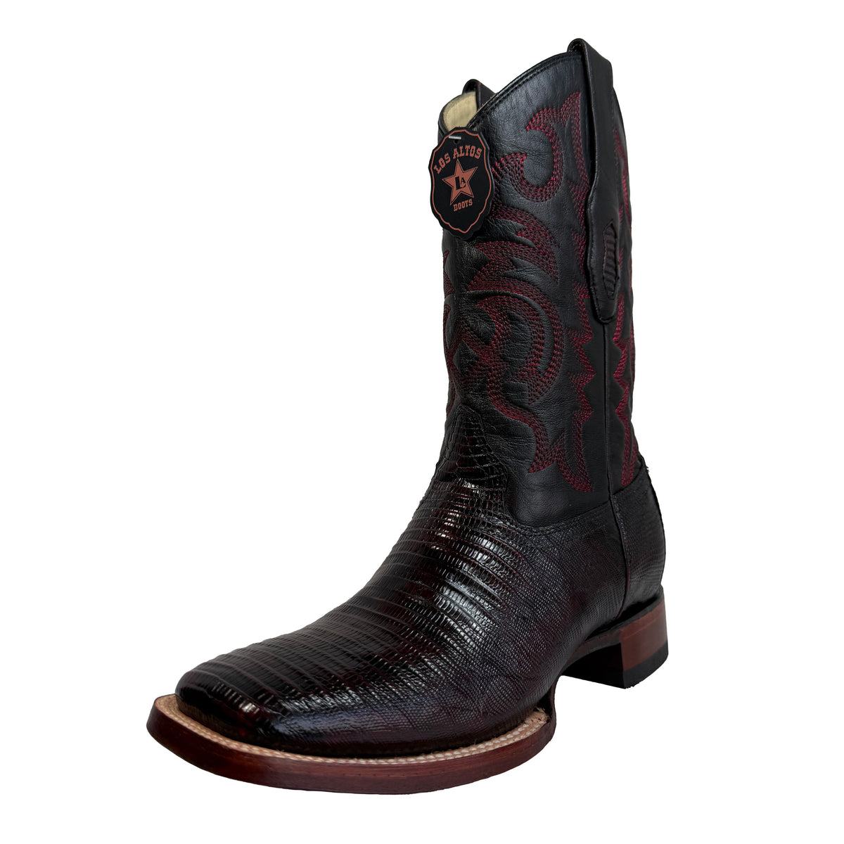 Wide Square Toe Lizard Teju Black Cherry Leather Sole price check othe ...